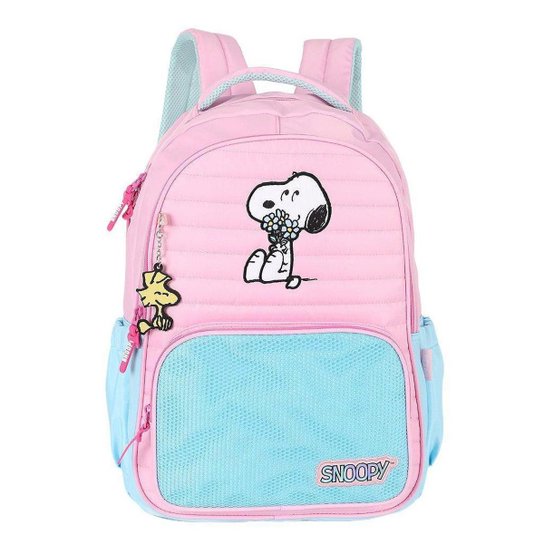 Mochila de Costas Luxcel Snoopy Rosa e Azul - Rosa | Netshoes