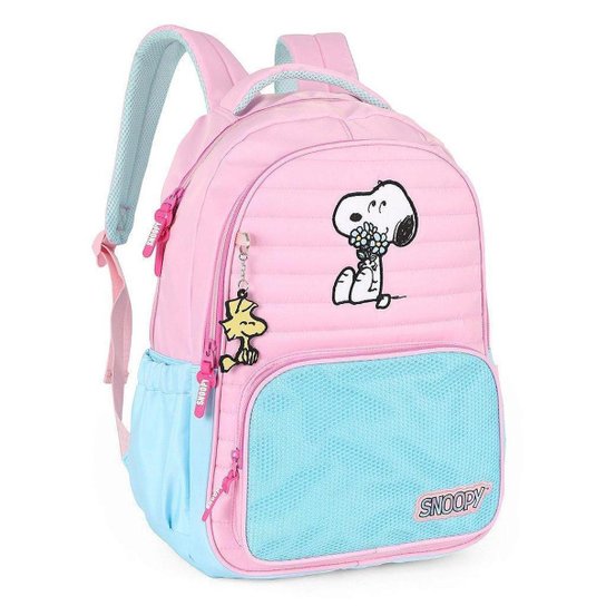 Mochila de Costas Luxcel Snoopy Rosa e Azul - Rosa | Netshoes