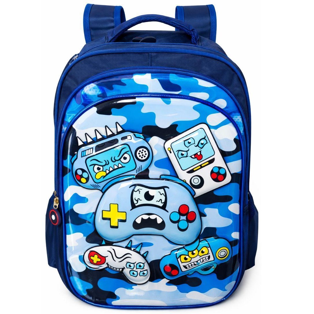 Mochila Escolar Infantil Criança Alto Relevo Grande 3D - Azul Royal ...