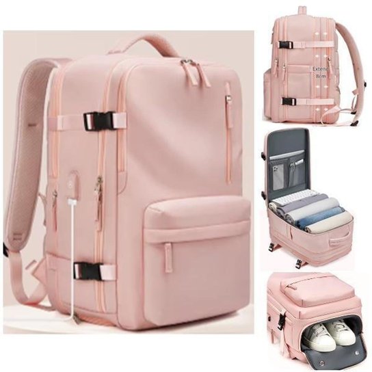 Mochila Expansiva Mala De Bordo Bolsa Viagem Executiva e Casual - Rosa ...