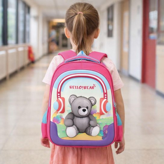 Mochila Infantil Escolar Alto Relevo Pequena 3d Criança - Rosa Claro ...