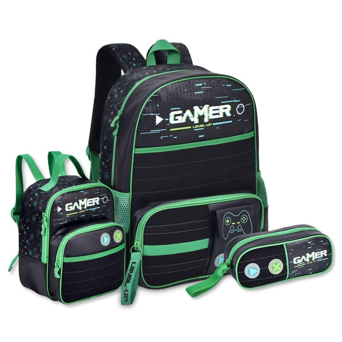 Mochila Infantil Vídeo Game Bolsa Escolar Costas Menino Gamer - Preto ...