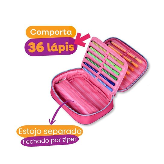 Mochila Rodinhas com Estojo Box Kit Rebecca Bonbon Premium - Lilás ...