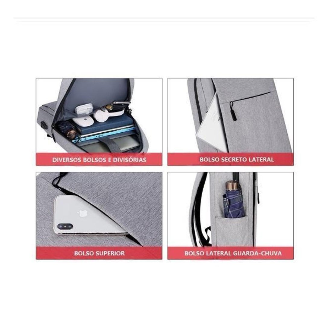 Mochila Slim P/ Notebook Executiva Faculdade Escolar Viagem - Preto ...