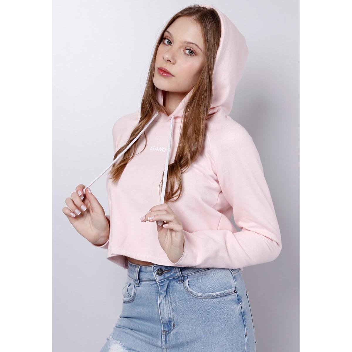 MOLETOM BÁSICO COM CAPUZ ROSA GANG FEMININO - Rosa | Netshoes