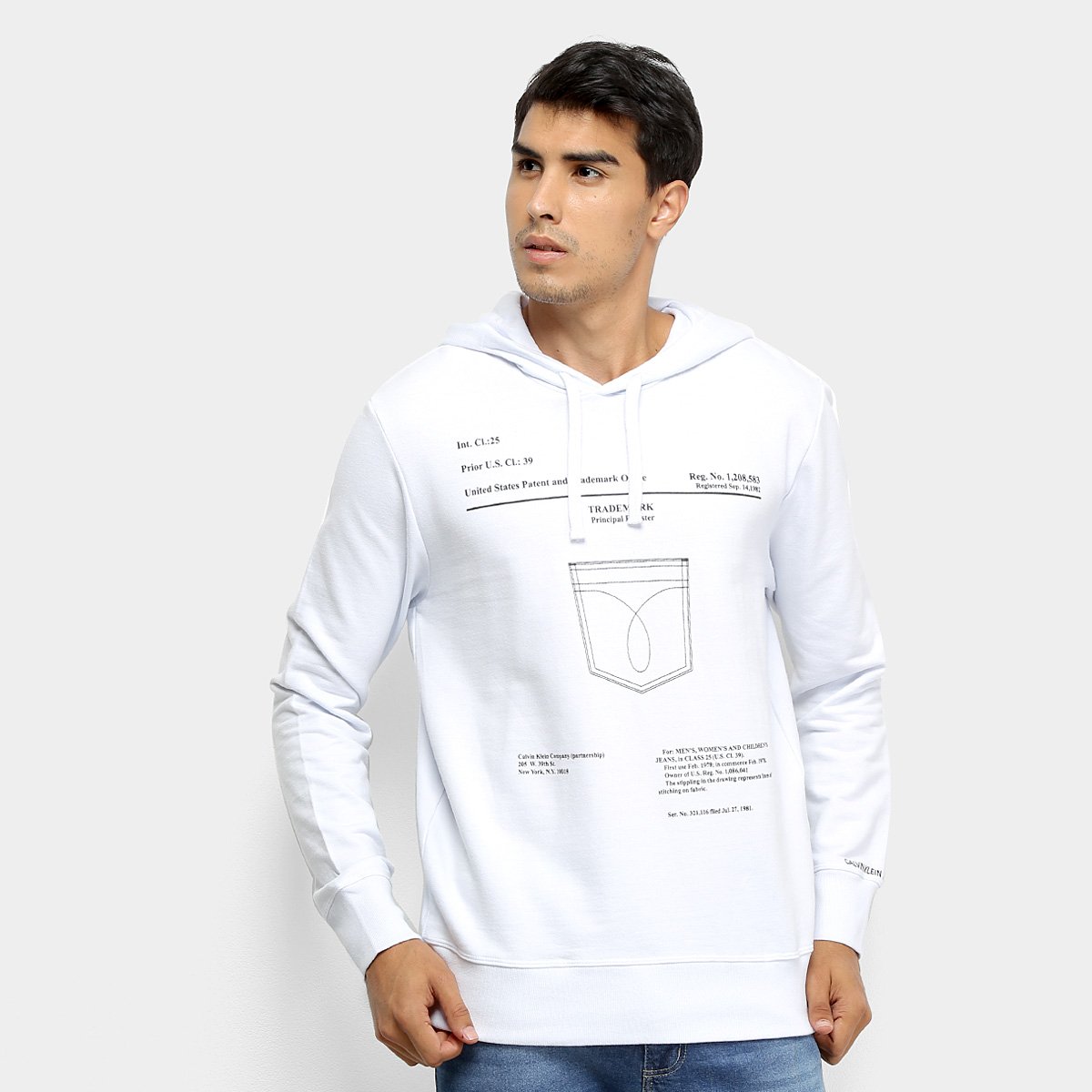 Moletom Calvin Klein Estampado Masculino - Branco | Netshoes