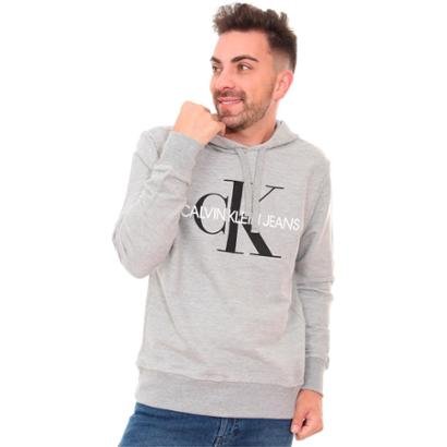 Moletom Calvin Klein Jeans Masculino CK Logo Cinza Mescla - Cinza ...