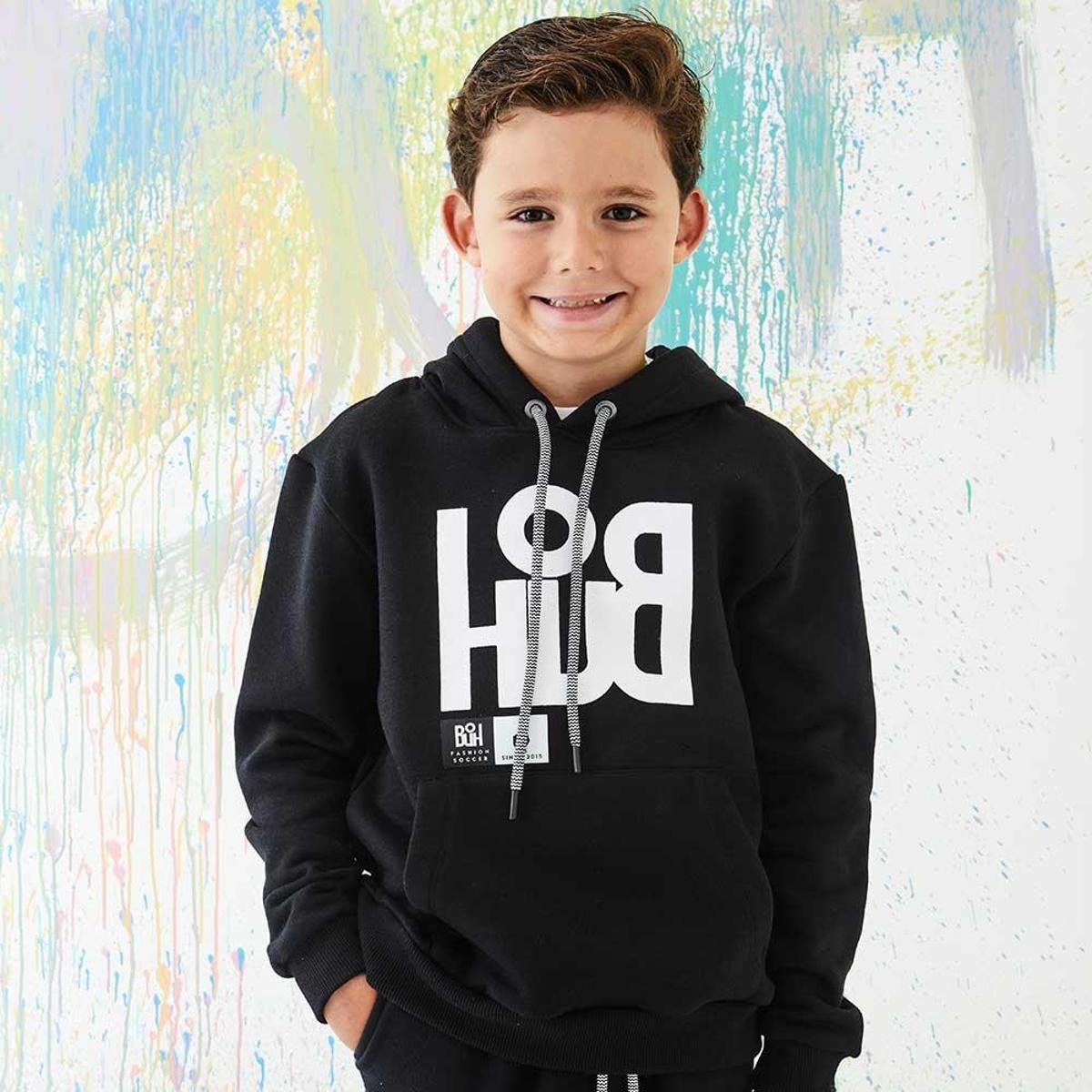 Moletom Canguru Buh Kids Selfie Preto - Preto | Netshoes