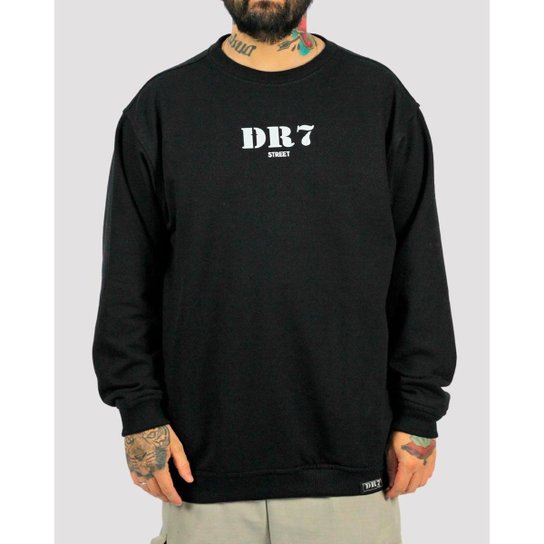 Moletom DR7 Street Careca Logo Stamped - Preto - Preto | Netshoes