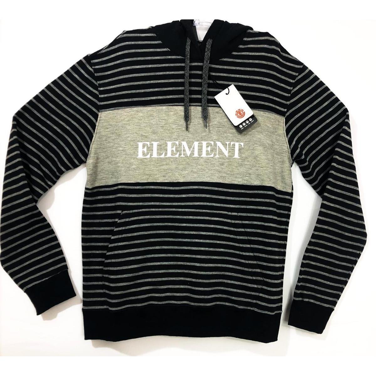 Moletom Element Striped Block Com Capuz Masculino - Preto | Netshoes