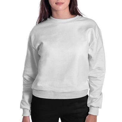 MOLETOM FEMININO SEM CAPUZ FECHADO LISO BRANCO - Branco | Netshoes