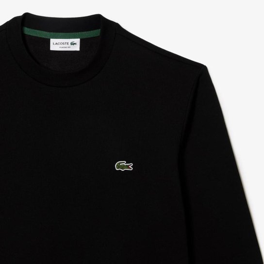 Moletom Lacoste Clássico Com Gola Careca Masculino - Preto | Netshoes
