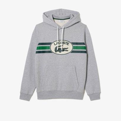 Moletom Lacoste Loose Fit com capuz e estampa de monograma Masculino ...