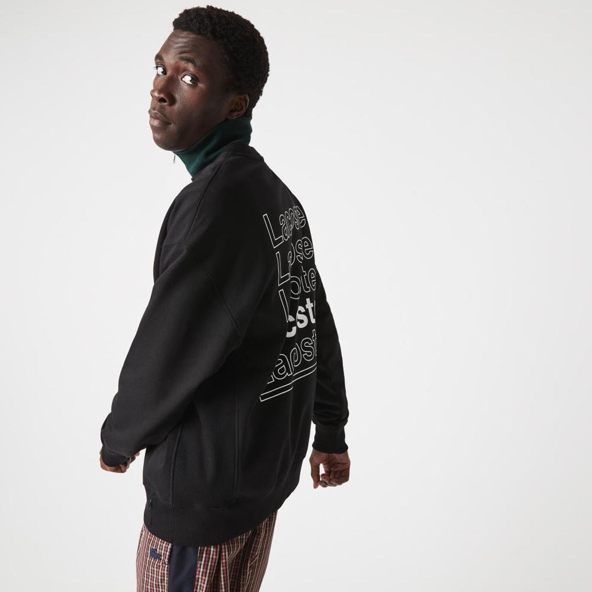 Moletom masculino Lacoste LIVE modelagem solta em fleece estampado com ...