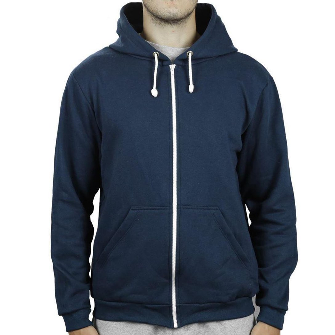 Moletom Masculino Liso Algodão Capuz Zíper Conforto Casual - Marinho ...