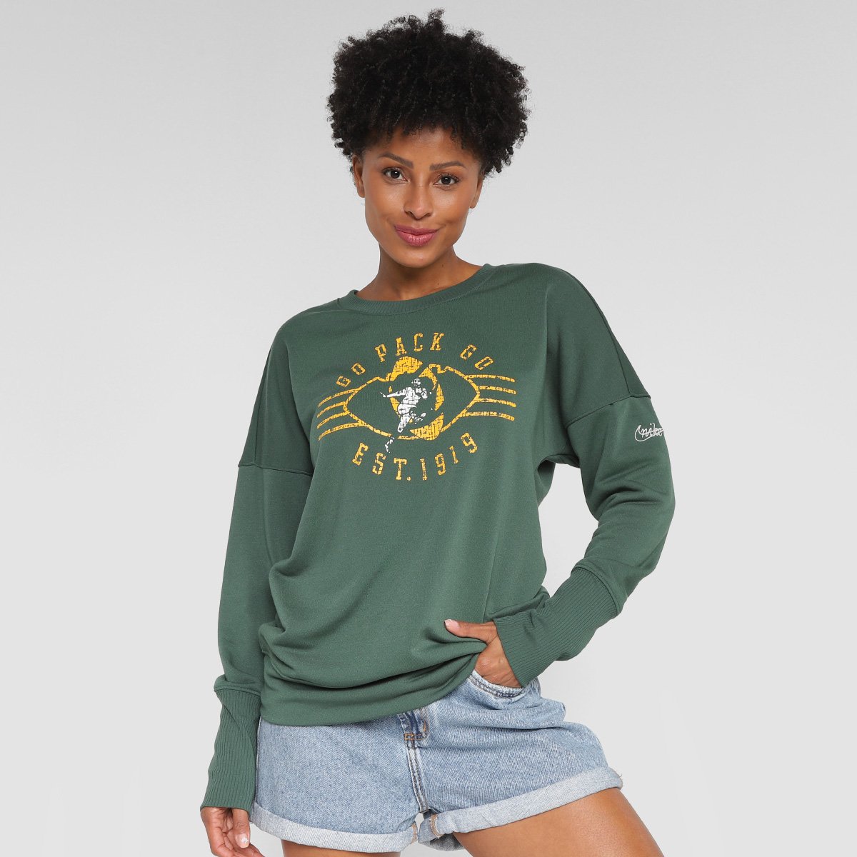 Moletom NFL Green Bay Packers Historic Nike Dri Fit Drop Shoulder Crew ...