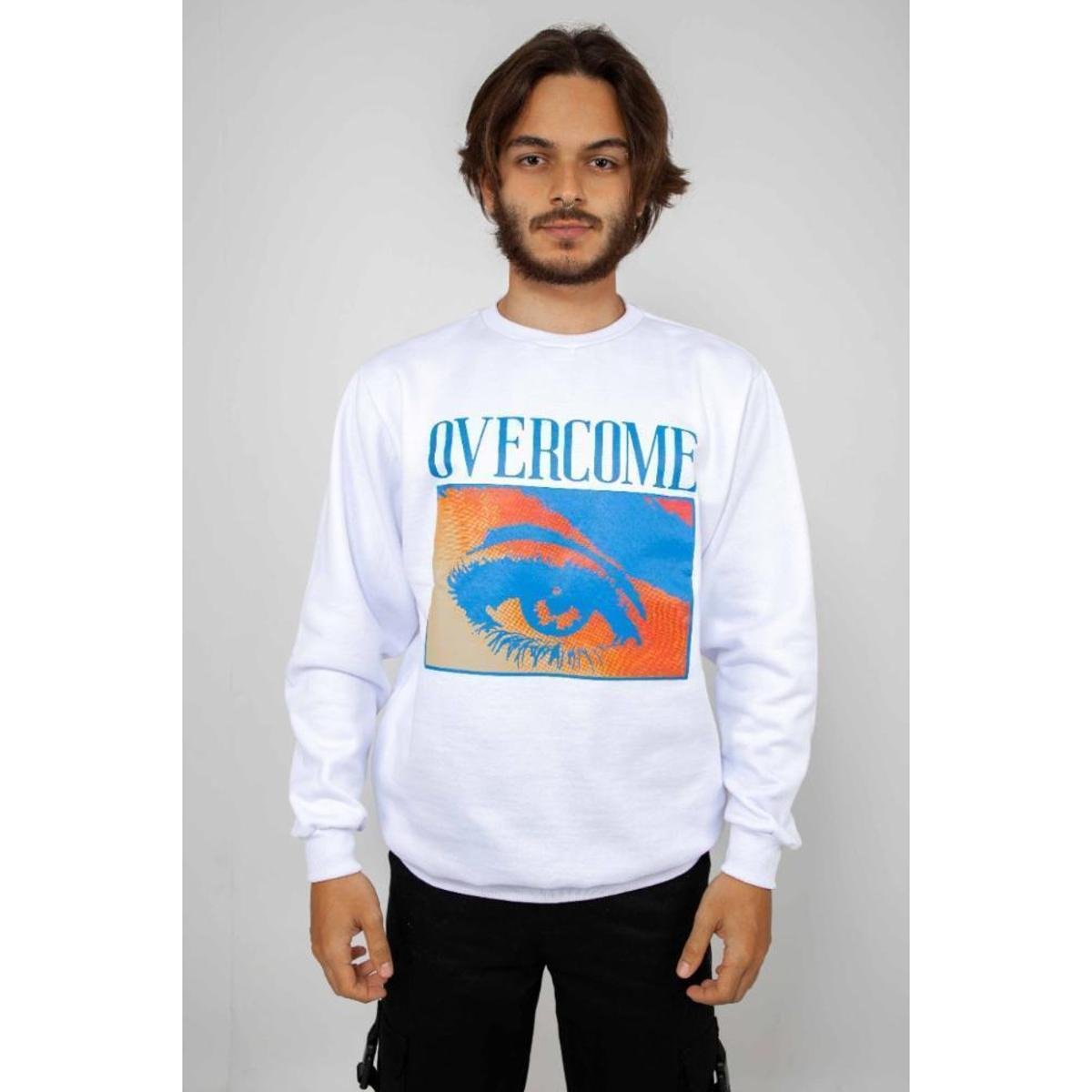 Moletom Overcome Careca "Eyez" Branco - Branco | Netshoes