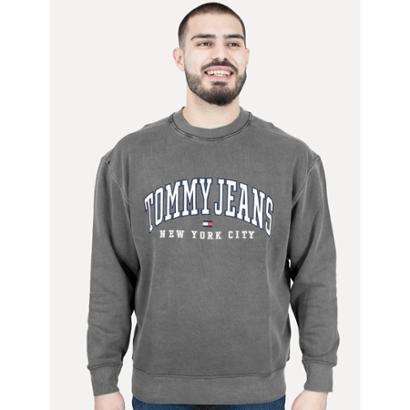 Moletom Tommy Jeans Masculino Relaxed C-neck Varsity Chumbo - Cinza ...