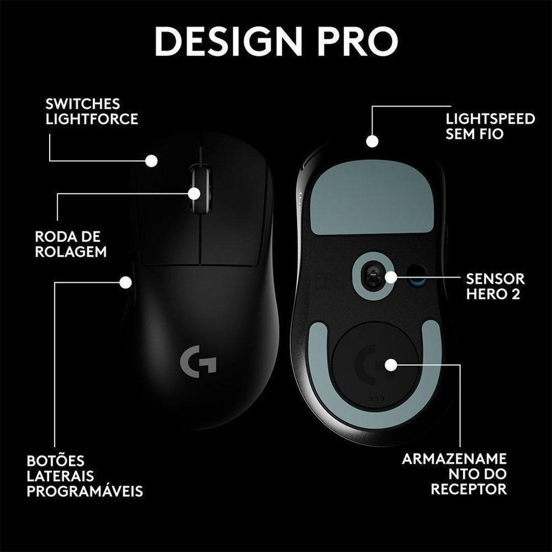 Mouse Gamer Sem Fio Logitech G Pro X Superlight 2 DEX, Lightspeed, 44. ...