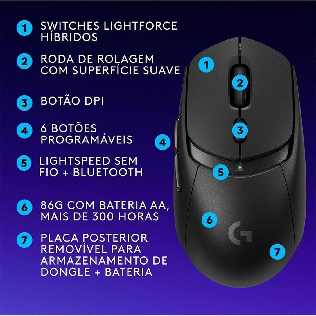 Mouse Gamer sem fio Logitech G309 LIGHTSPEED Switches LIGHTFORCE,Sensor ...