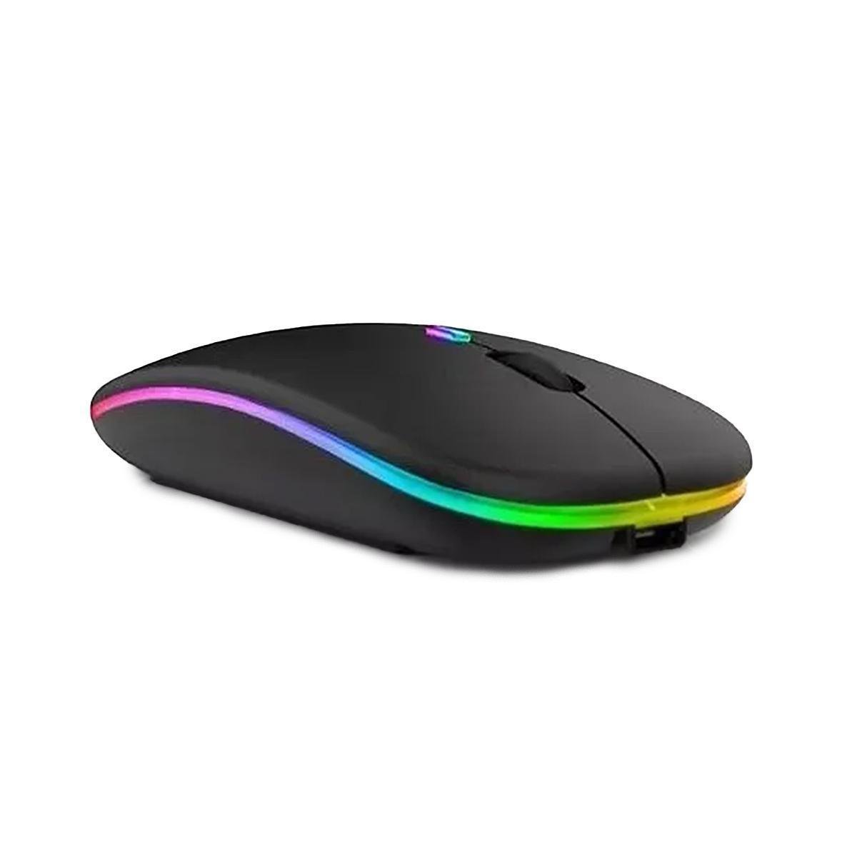Mouse Wireless Recarregavel Led Rgb 2.4ghz Sem Fio - Preto | Netshoes