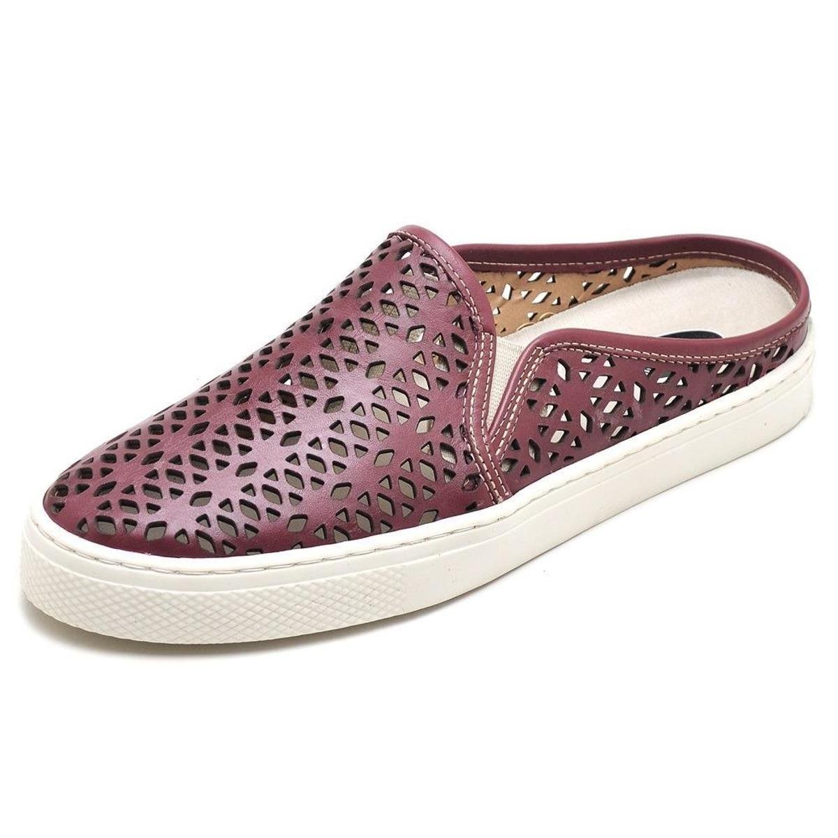 Mule Babuche Feminino Couro Calce Facil Solado Borracha Confortavel ...