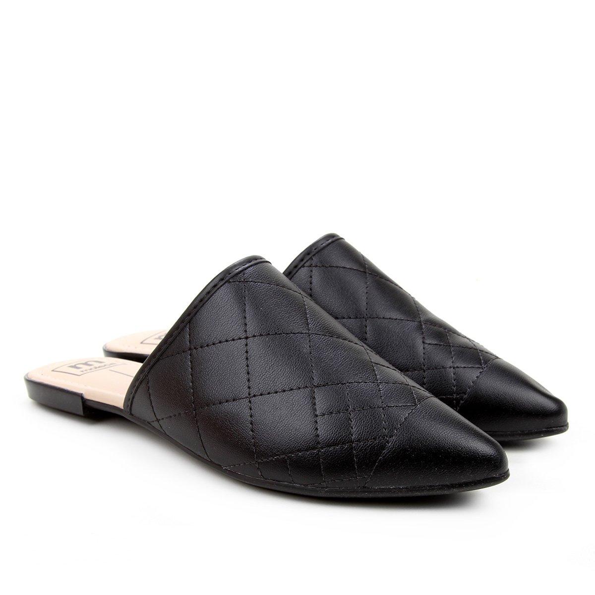 Mule Moleca Bico Fino Matelassê - Preto | Netshoes