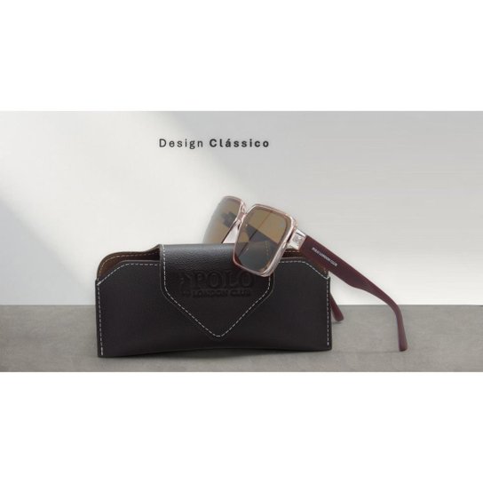 Óculos de Sol Polo London Club Oversized UV400 Kit c/ Case - Rosê ...