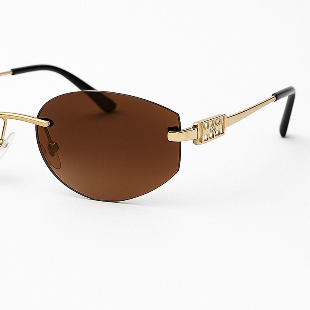 Óculos de Sol Virginia Dourado Lente Marrom Premium - Marrom | Netshoes