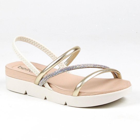 Papete Beira Rio Strass Brilho Coleção Verão - Creme | Netshoes