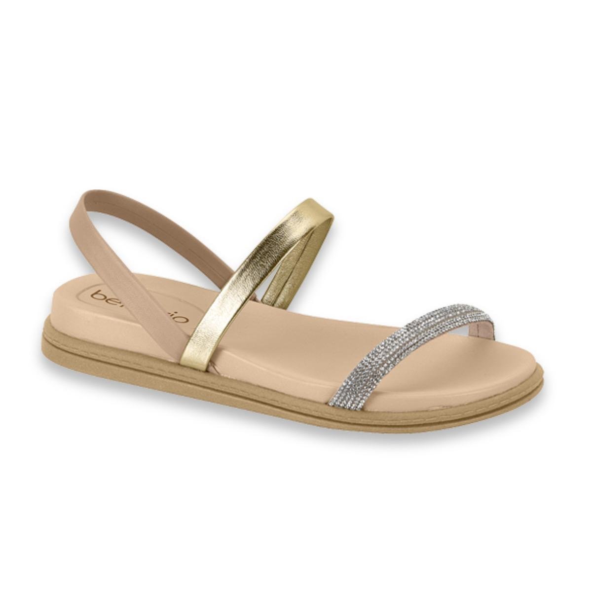 PAPETE FEMININA BEIRA RIO FLEX METAL PREMIUM DOURADO/CRISTAL/BEGE REF ...