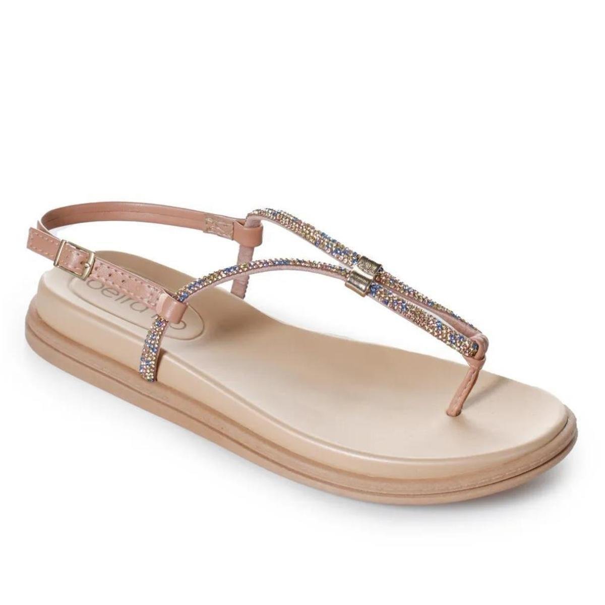 Papete Feminina Beira Rio Strass Anatômica 8513 - Creme | Netshoes
