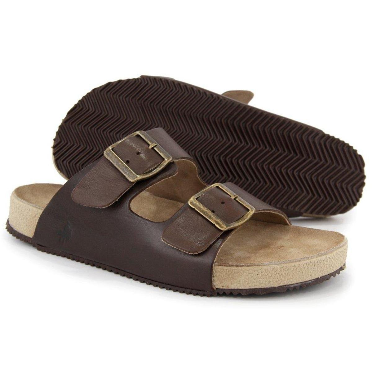 Papete Feminina em Couro Ortopédica Com fivela Novidade - Marrom | Netshoes