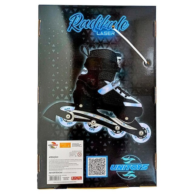 Patins In Line Laser com Led nas Rodas Ajustável nº 38 Ao 40 - Preto ...