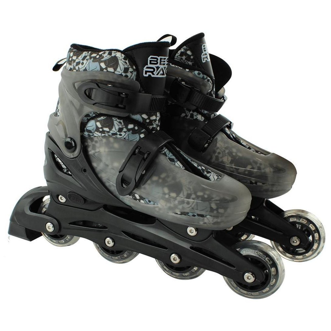 Patins Infantil Masculino 4 Rodas numero 36-39 Kit Proteção - Preto ...