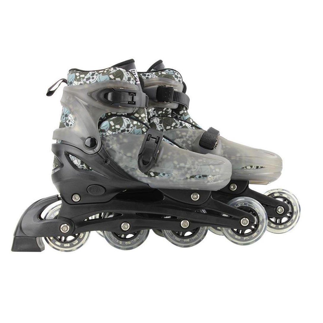 Patins Infantil Masculino 4 Rodas numero 36-39 Kit Proteção - Preto ...