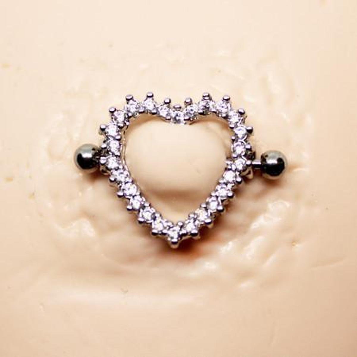 Piercing Mamilo Coração Folheado Ouro Branco - - N/A | Netshoes