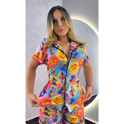 Pijama Americano Premium Personagens Pooh Colmeia - Amarelo | Netshoes