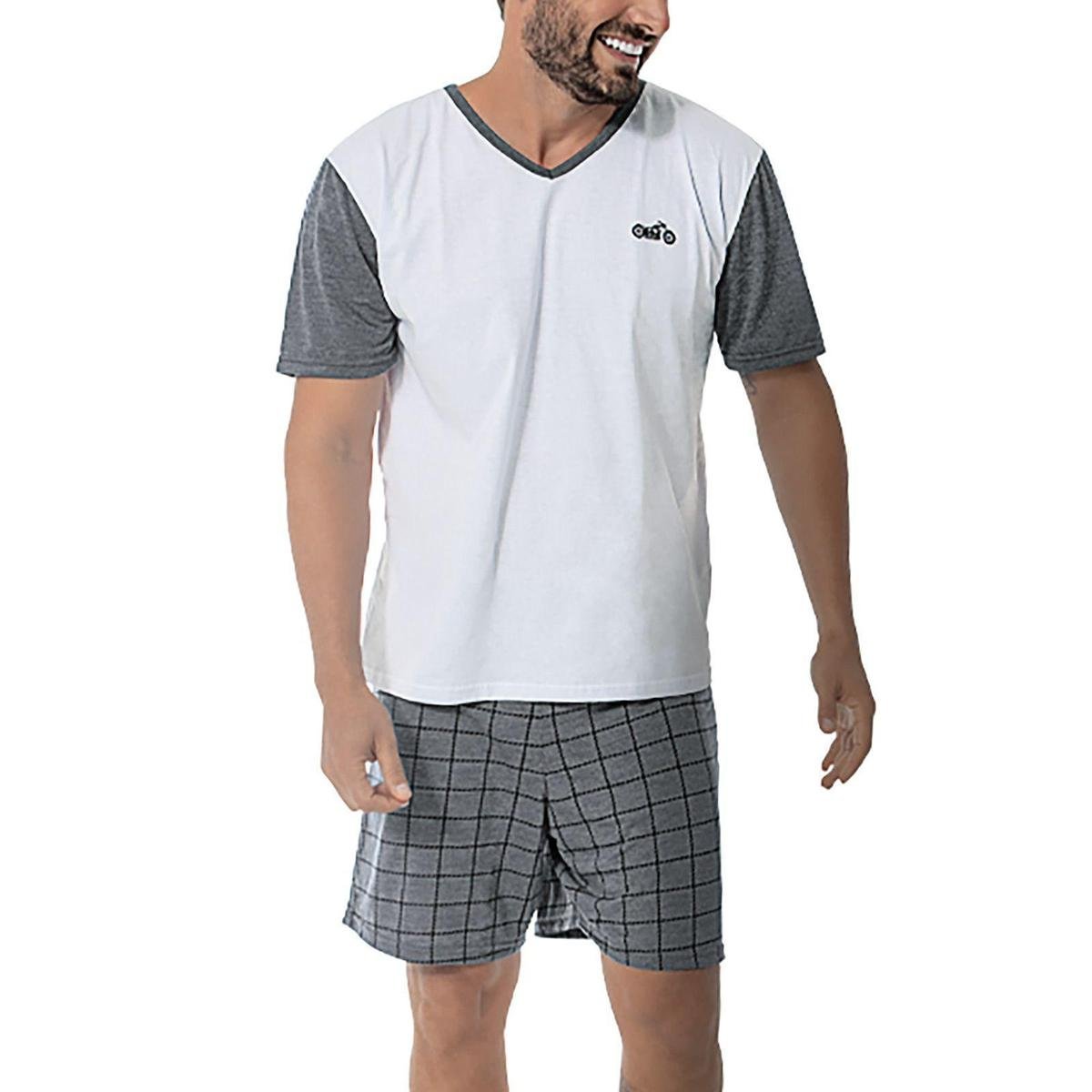 Pijama Masculino Moto DeMillus 220066 Grafite - Cinza | Netshoes