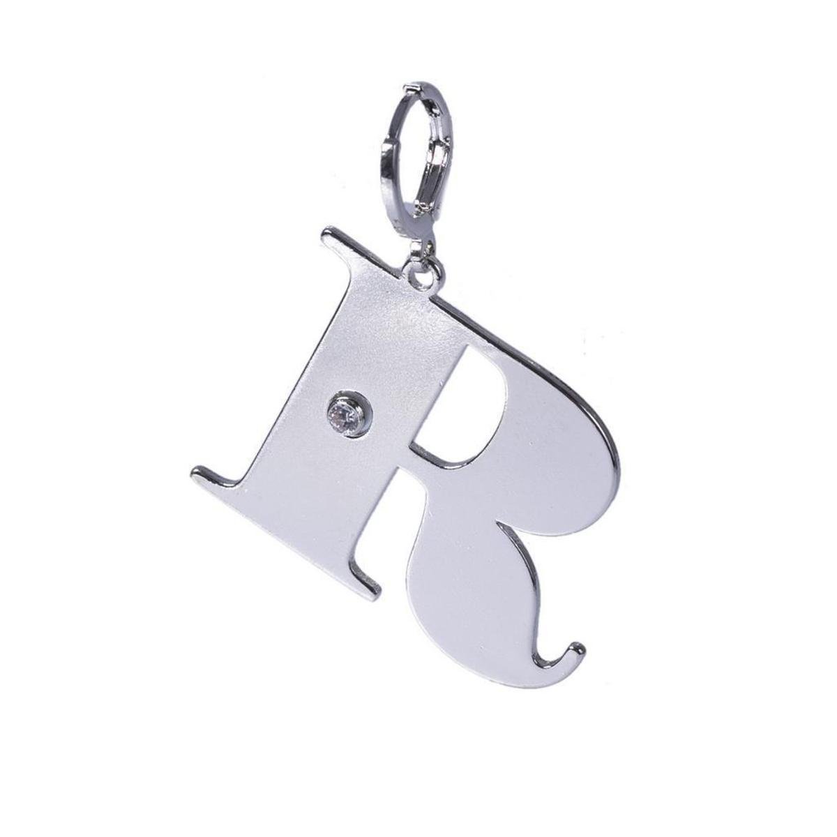 Pingente Prateado Com Strass Cristal Letra R - Prata | Netshoes