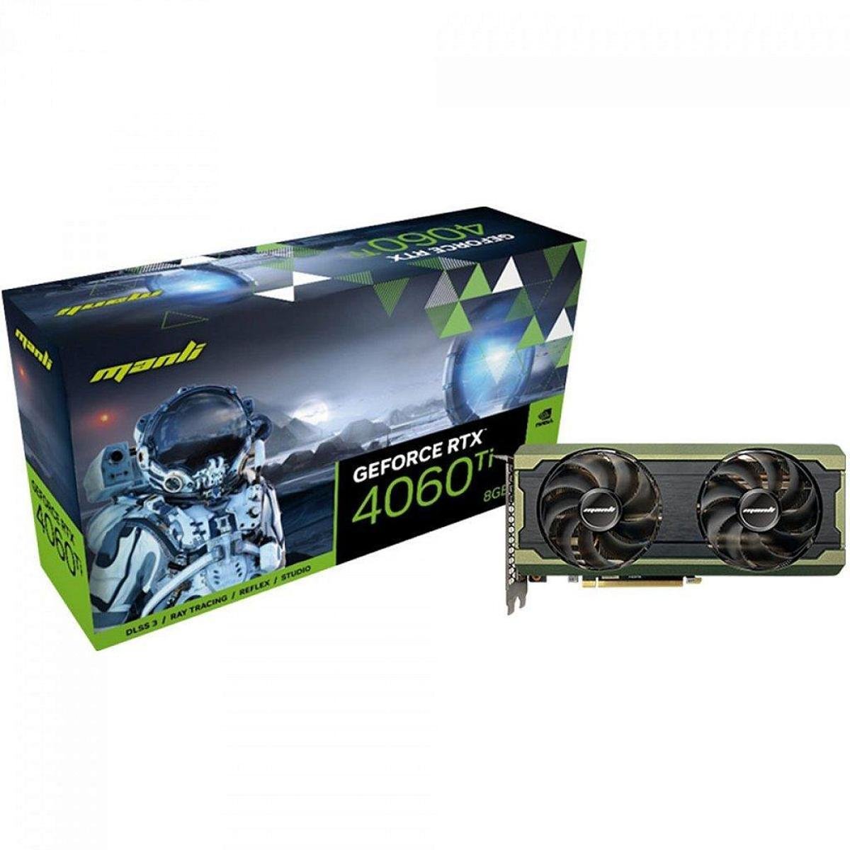Placa de Vídeo Manli NVIDIA GeForce RTX 4060 Ti, 8GB, GDDR6, DLSS, Ray ...