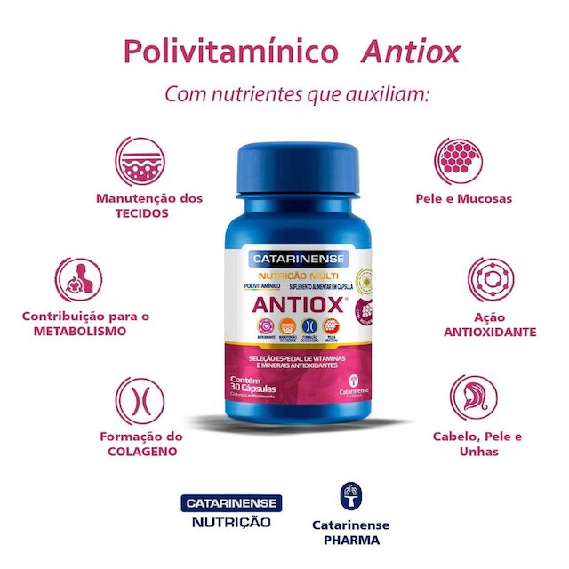 Polivitamínico Antiox Catarinense Pharma 30 cps - Branco | Netshoes