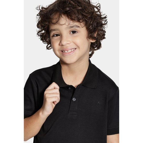 Polo Infantil Aramis Pima Interlock Preto - Preto | Netshoes