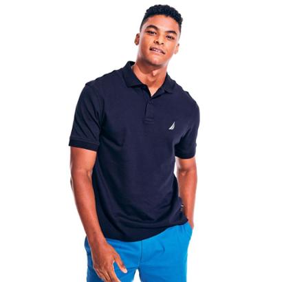 Polo Nautica Masculina Piquet Performance Deck Azul Marinho - Azul ...