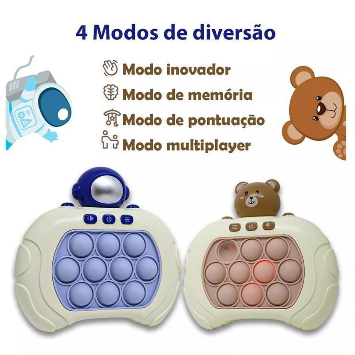 Popit Eletrônico Brinquedo Infantil Anti Stress de Apertar - Marrom ...