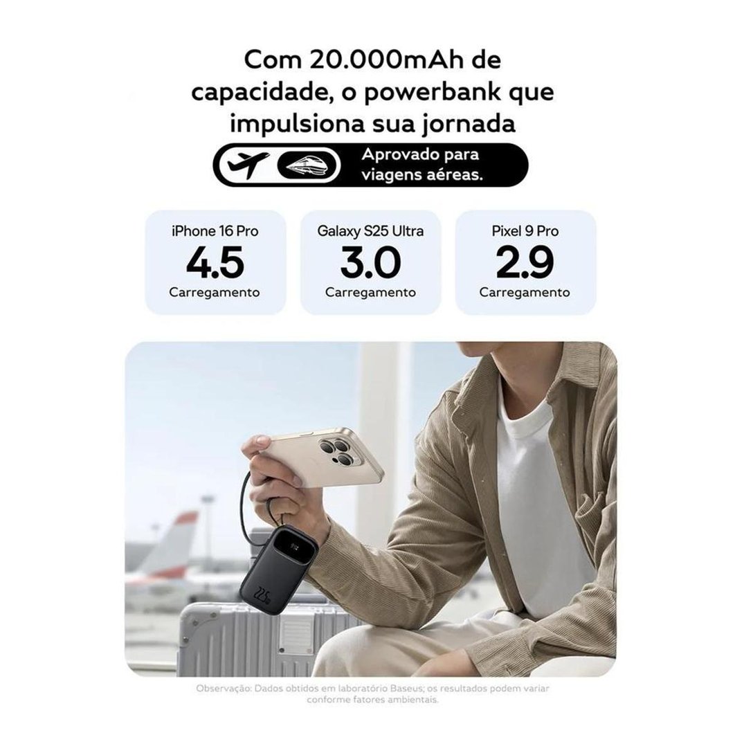 Powerbank Turbo Baseus Fc31 Qpow 3 com Display Digital e Cabo Embutido ...