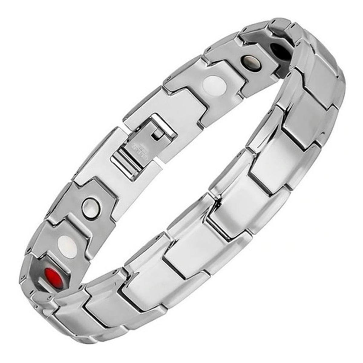 Pulseira Magnética Fir Aço Inox Tratamento Terapêutico - Prata | Netshoes