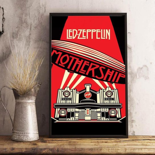 Quadro Led Zeppelin Capa Disco Cd Albúm Rock MotherShip A4 - Preto ...