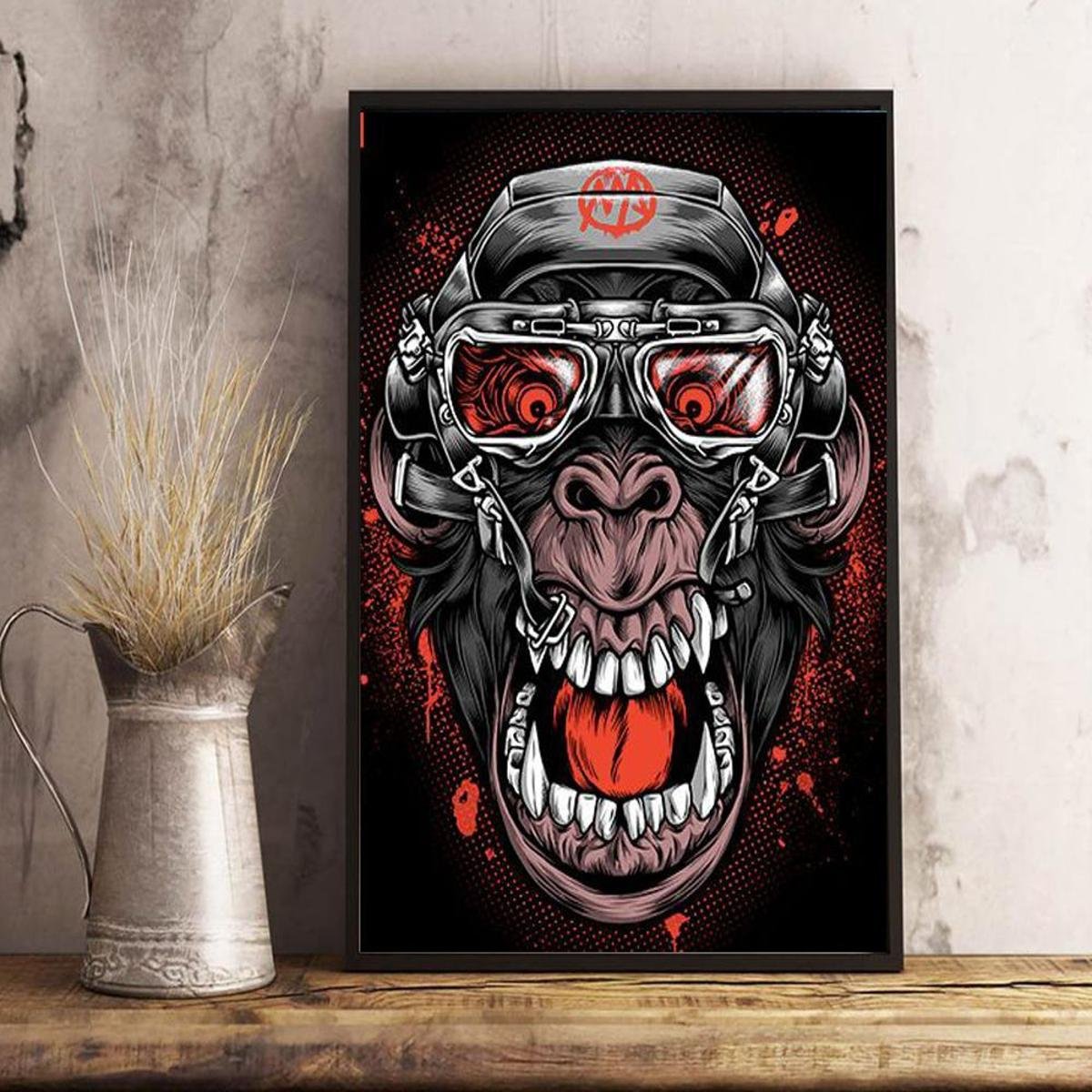 Quadro Macaco Louco Rapper Arte Pronta Entrega Tumbrl A4 - Preto | Netshoes