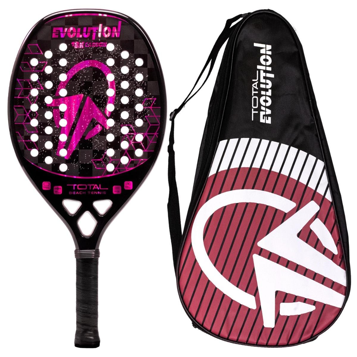 Raquete Beach Tennis Carbono 18k Total Evolution Violeta 2025 + Capa ...